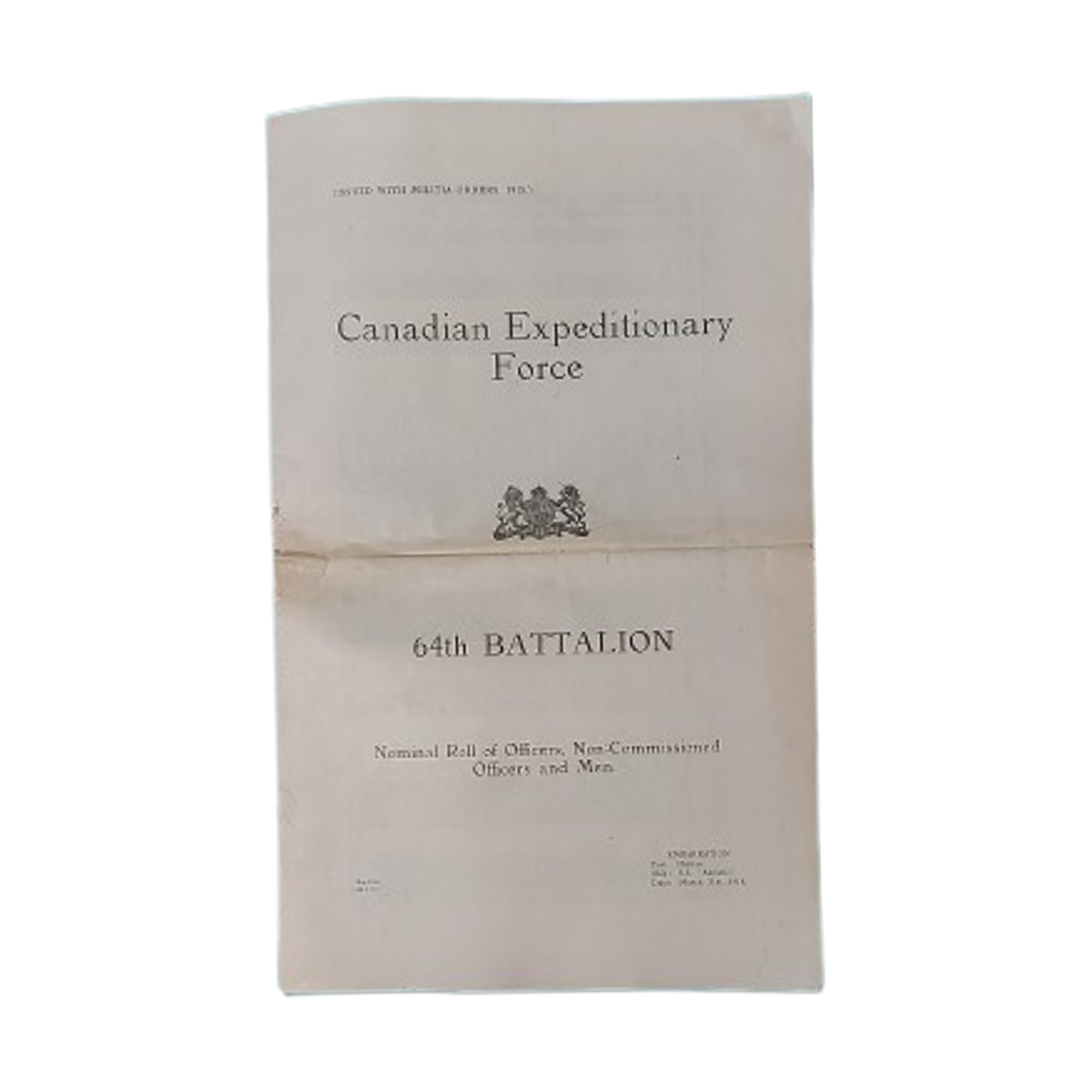 WW1 Canadian CEF Nominal roll 64th Battalion – Canadian Soldier Militaria