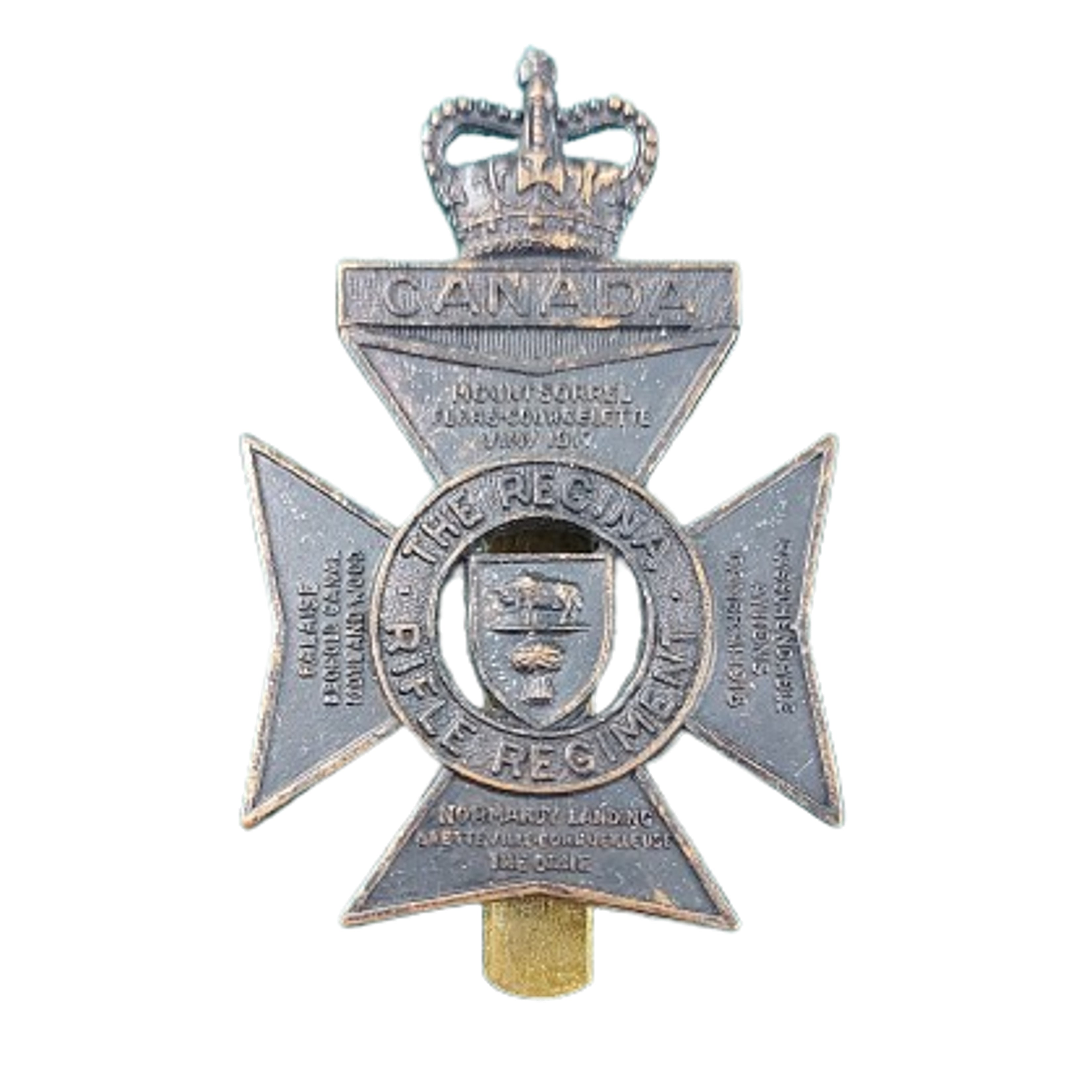 Post-WW2 Canadian Regina Rifles Cap Badge – Canadian Soldier Militaria