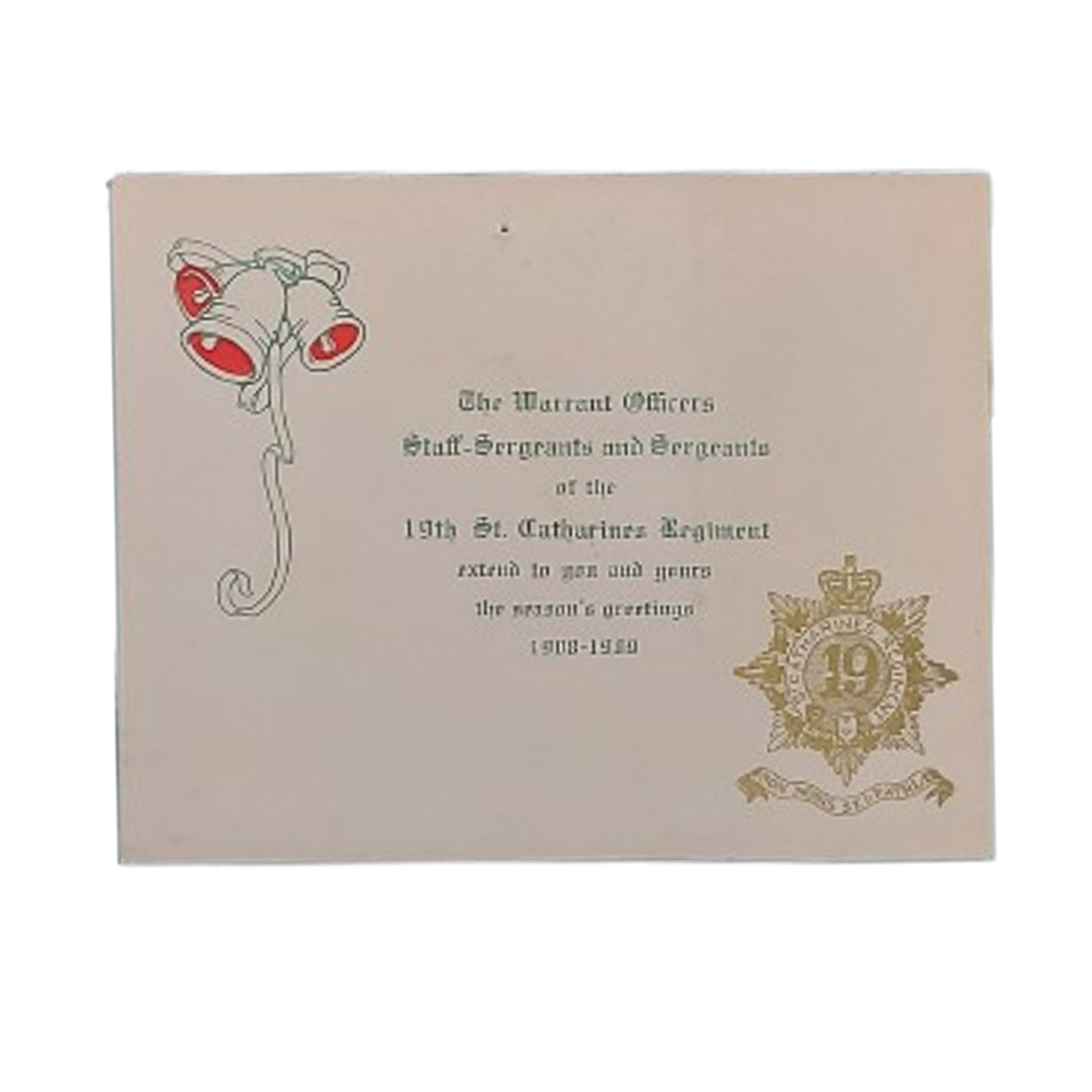 Pre-WW1 Canadian 19th St. Catharines Regiment Seasons Greetings Card 1 ...