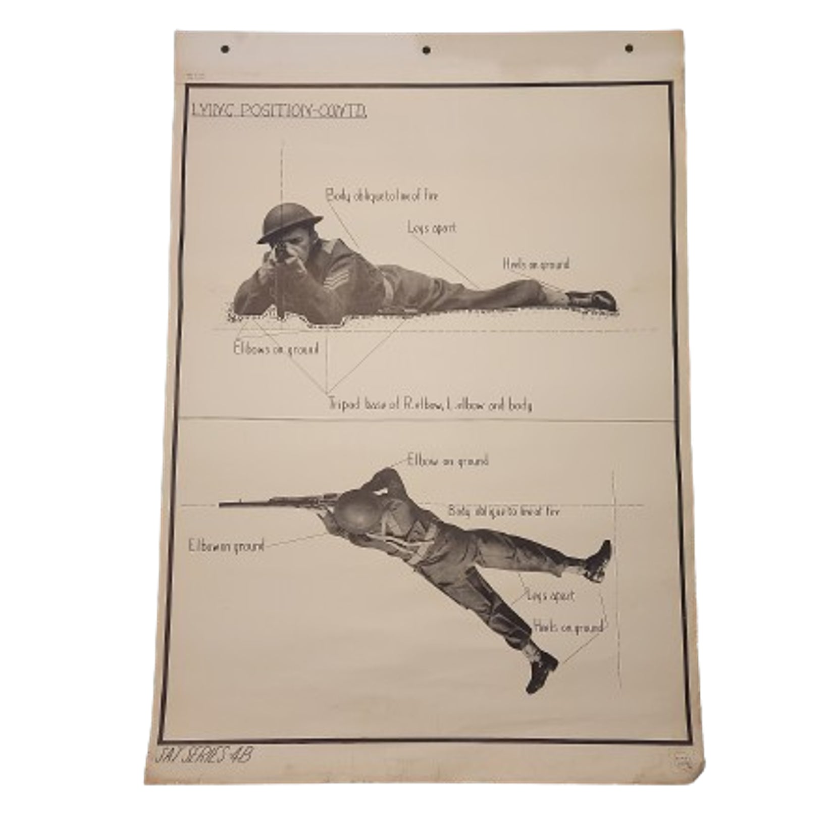 WW2 Canadian SAT Small Arms Training Poster -Lying Position -Continued ...