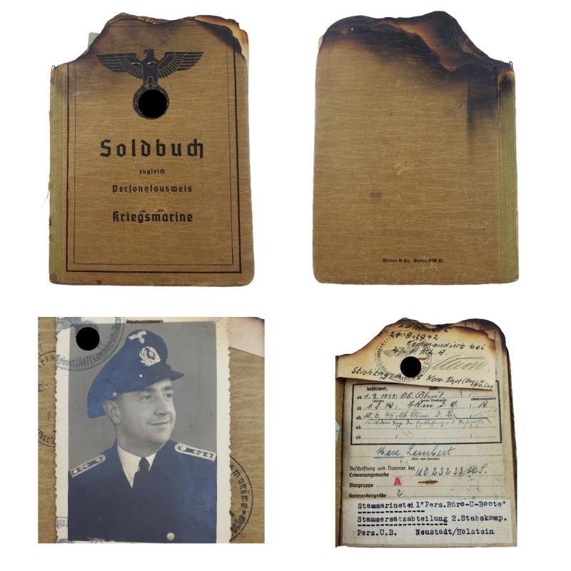 WW2 German Kriegsmarine U-Boat Soldbuch and Named Document Group ...