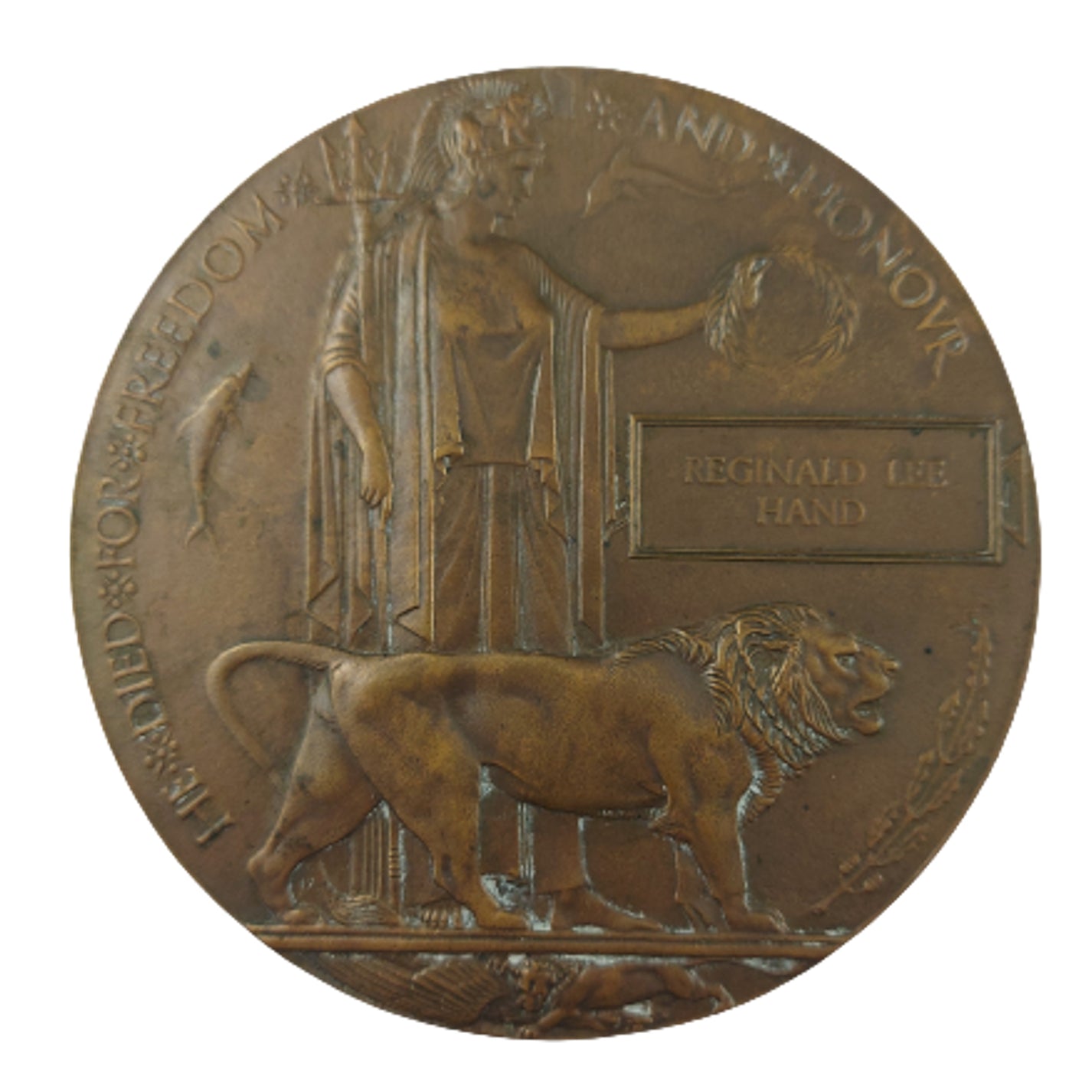 WW1 British Memorial Plaque - Reginald Hand – Canadian Soldier Militaria