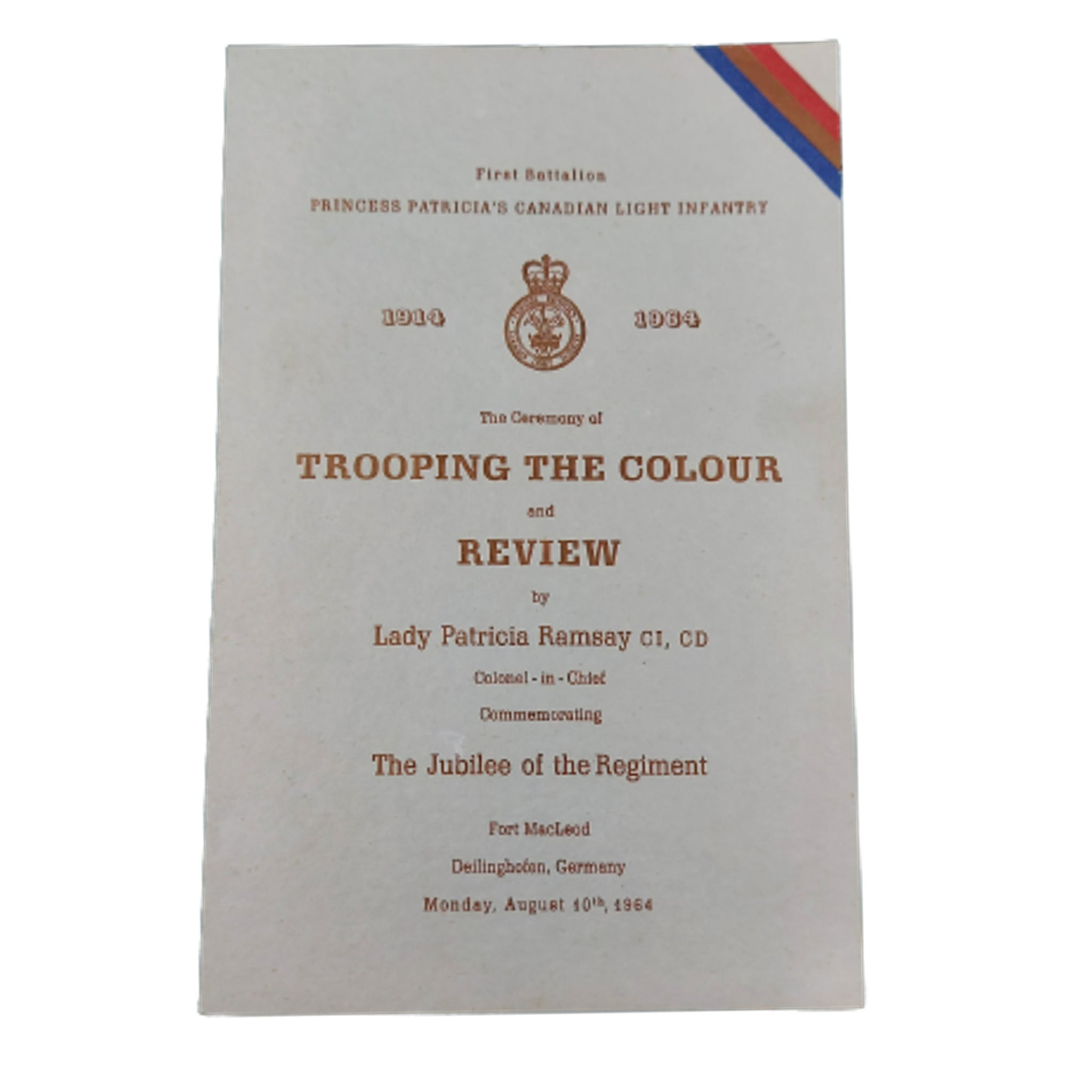 1964 PPCLI Trooping The Color -Jubilee Of The Regiment Program ...