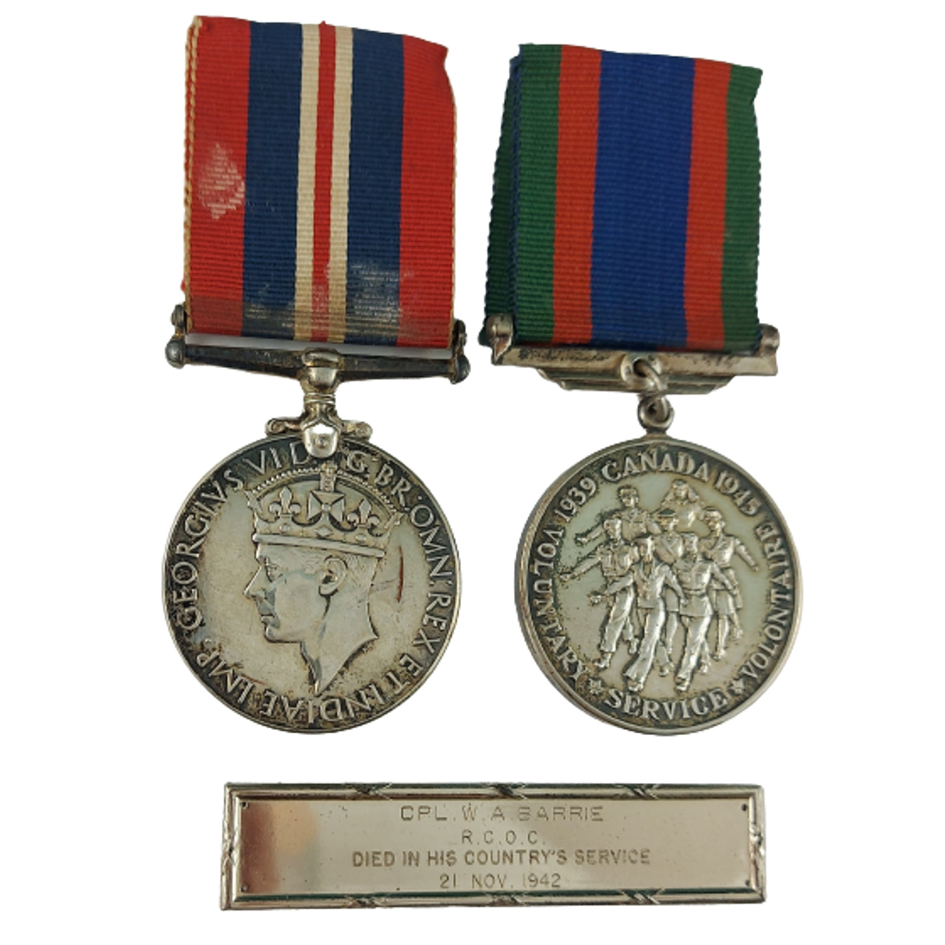 WW2 Canadian Medal Pair With Birks Bar - RCOC Royal Canadian Ordnance ...